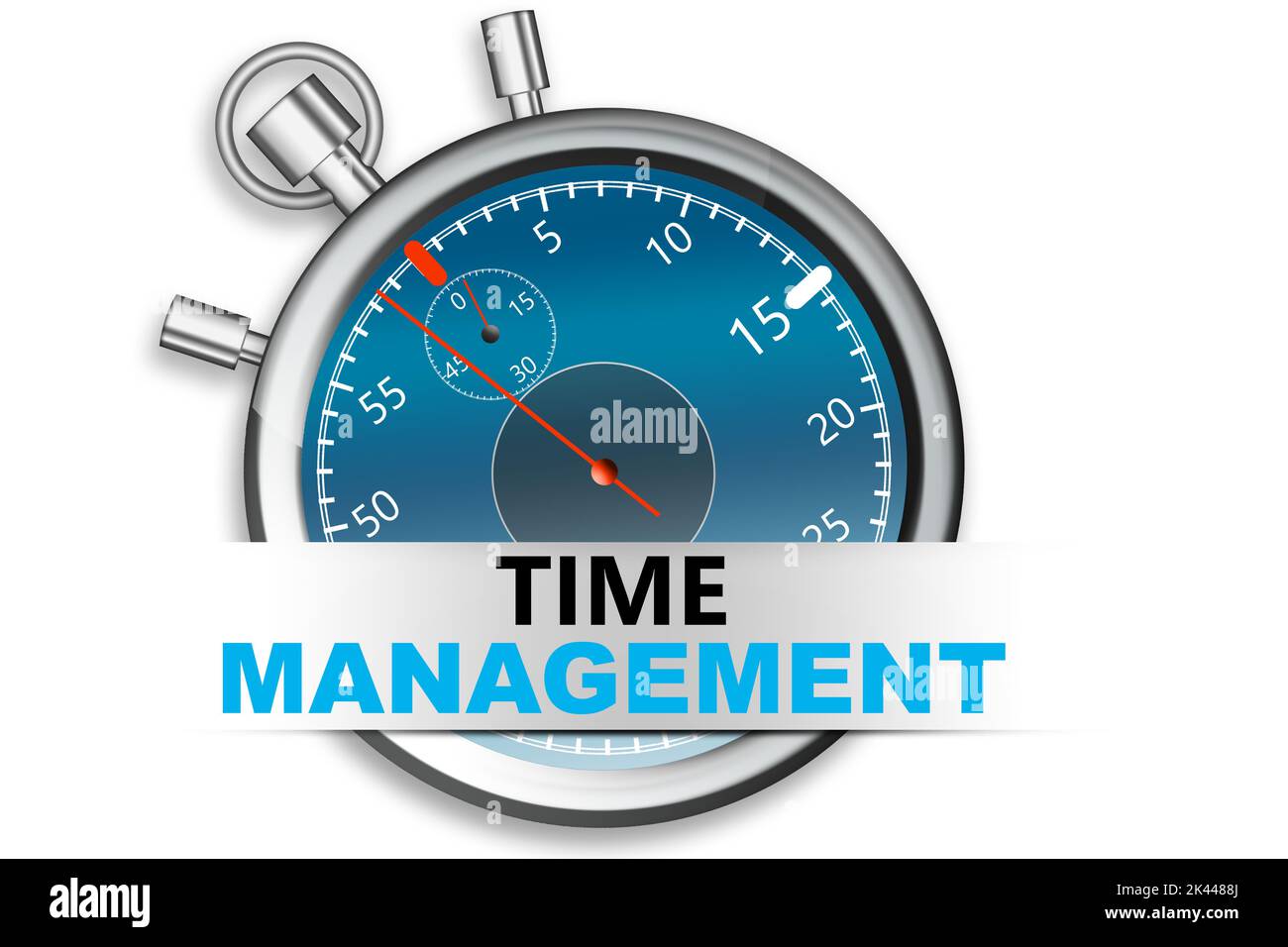 Time management banner on stopwatch, 3d rendering Stock Photo - Alamy