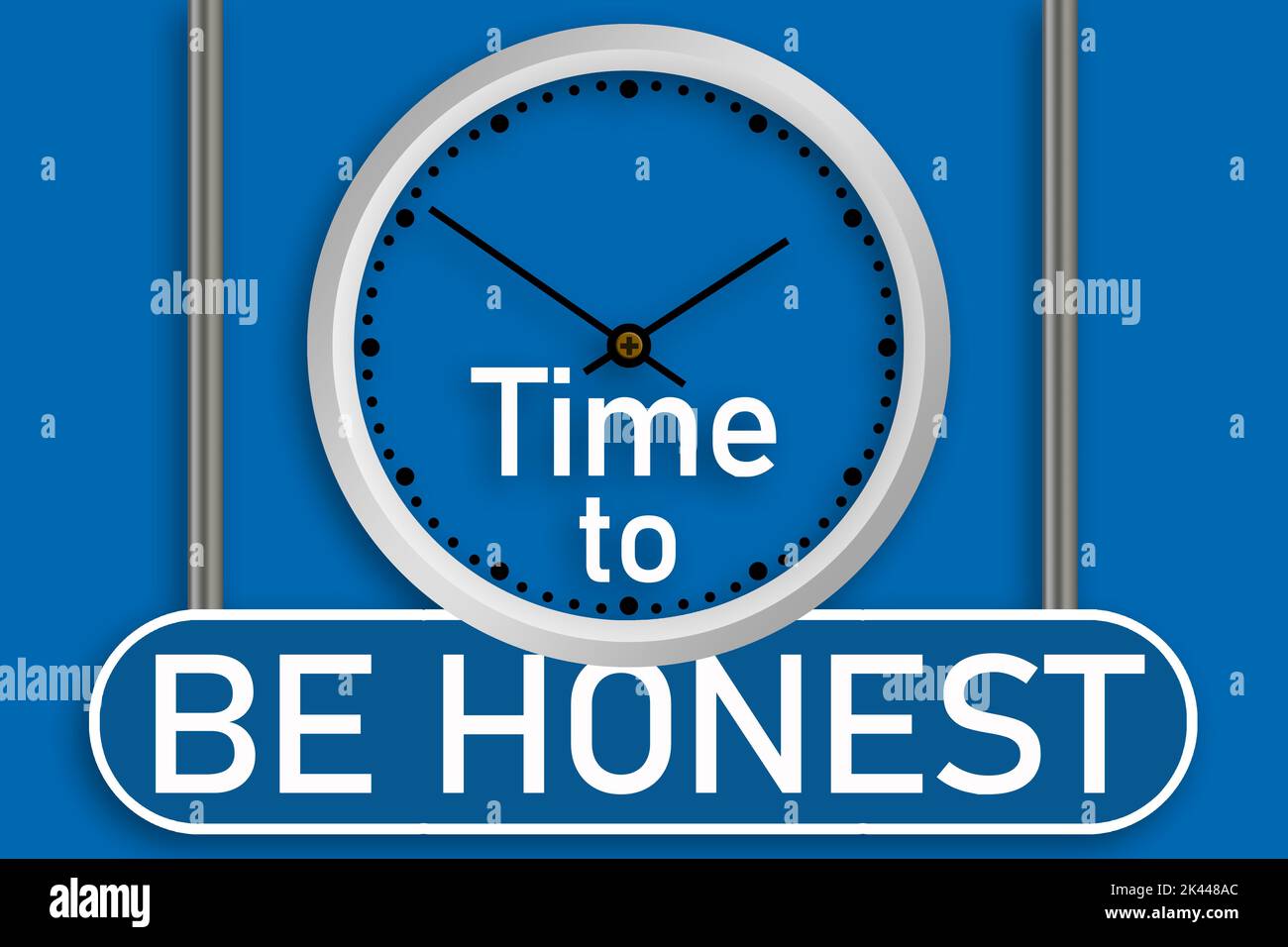 Time to be honest text message with clock and sign board, 3d rendering ...