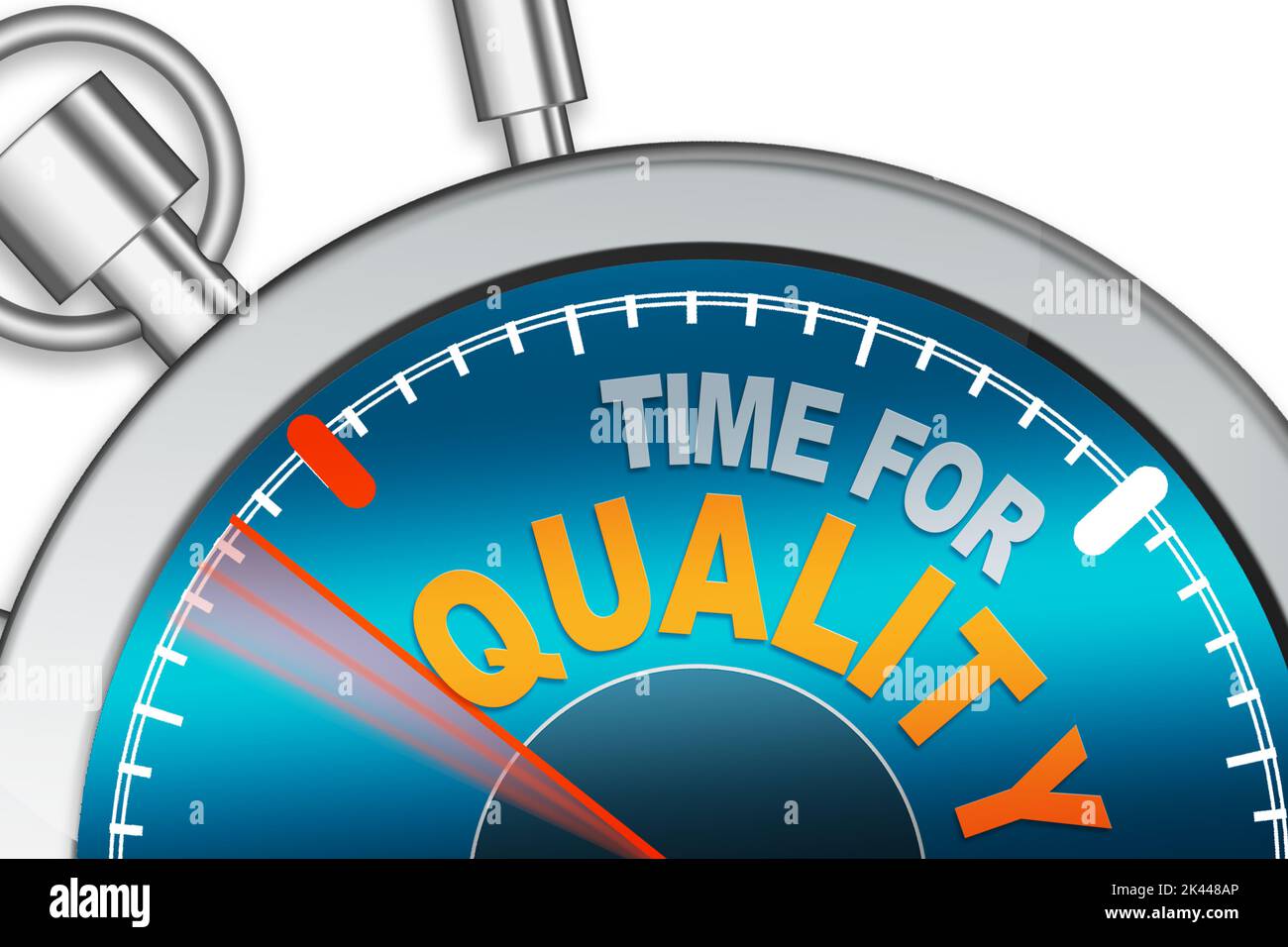 Time to quality word on stopwatch, 3d rendering Stock Photo - Alamy