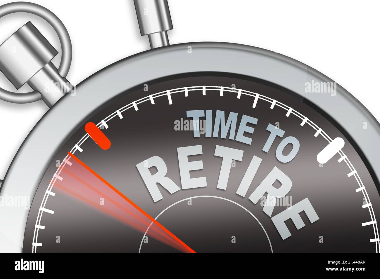Time to retire word on stopwatch, 3d rendering Stock Photo - Alamy