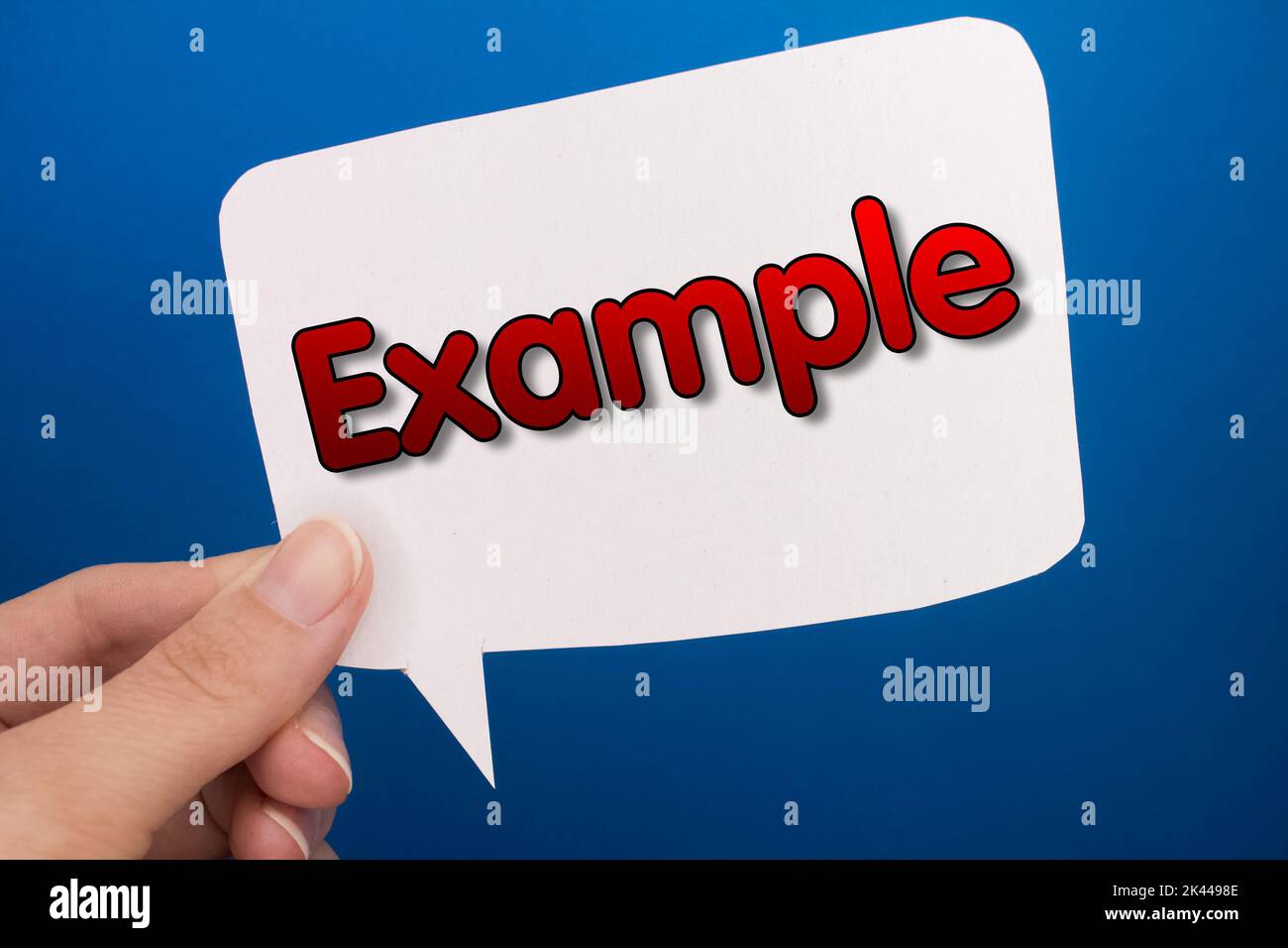 Speech bubble in front of colored background with Example text Stock ...