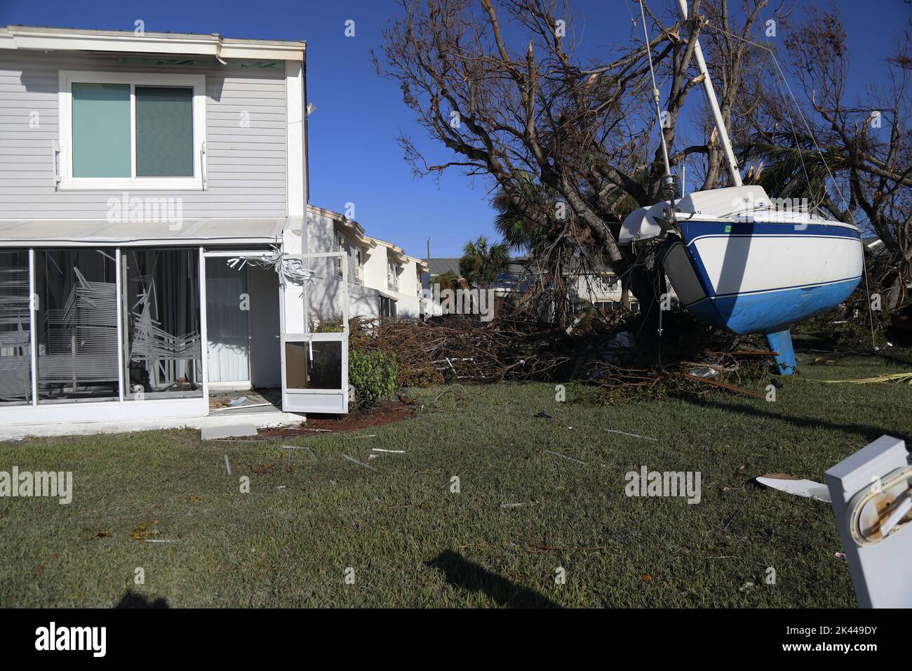 Fort Myers, United States. 29th Sep, 2022. Boats are upended as ...