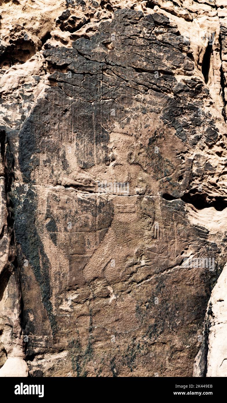 Engraving of the king Thamudic period Jubbah Saudi Arabia Stock Photo ...