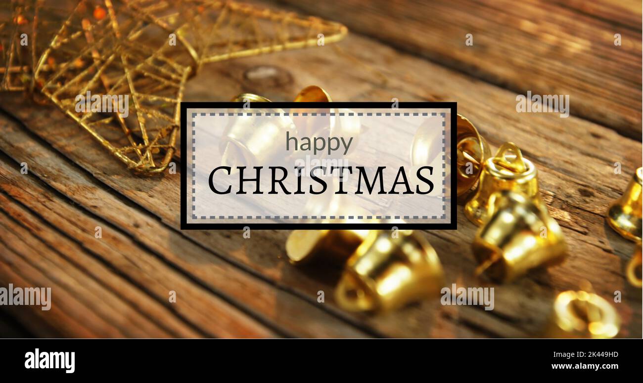 Composition of christmas season's greetings over christmas decoration ...