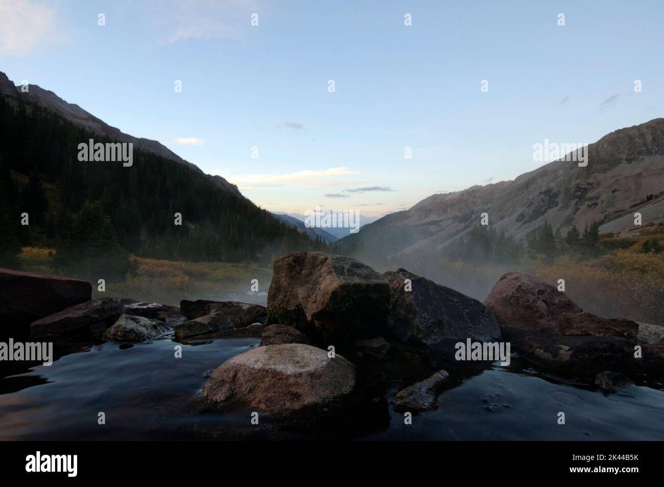 Scenic sunset view of Conundrum Hot Springs in Aspen Colorado Stock ...