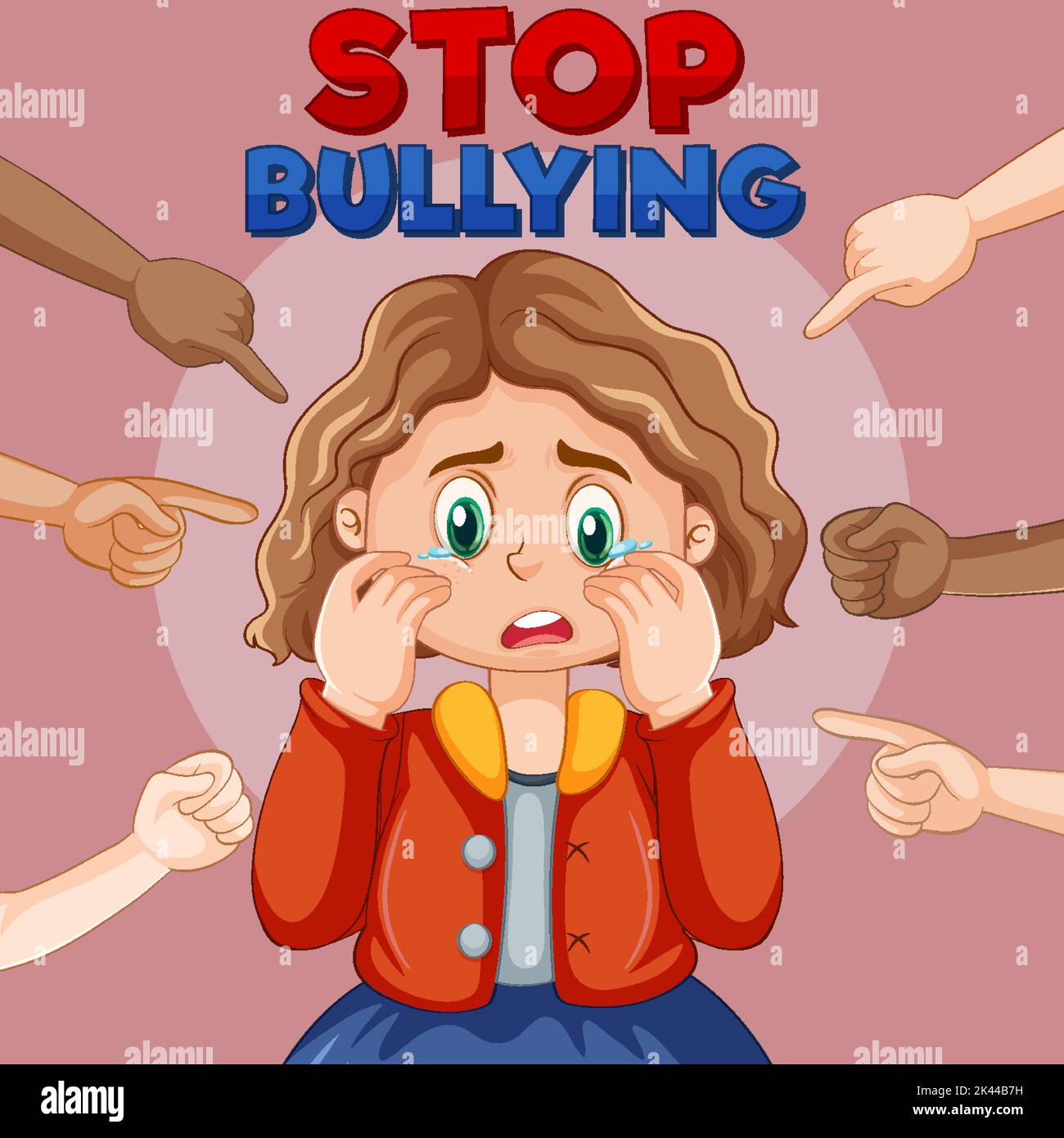 Sad girl surrounded by pointing fingers illustration Stock Vector Image ...