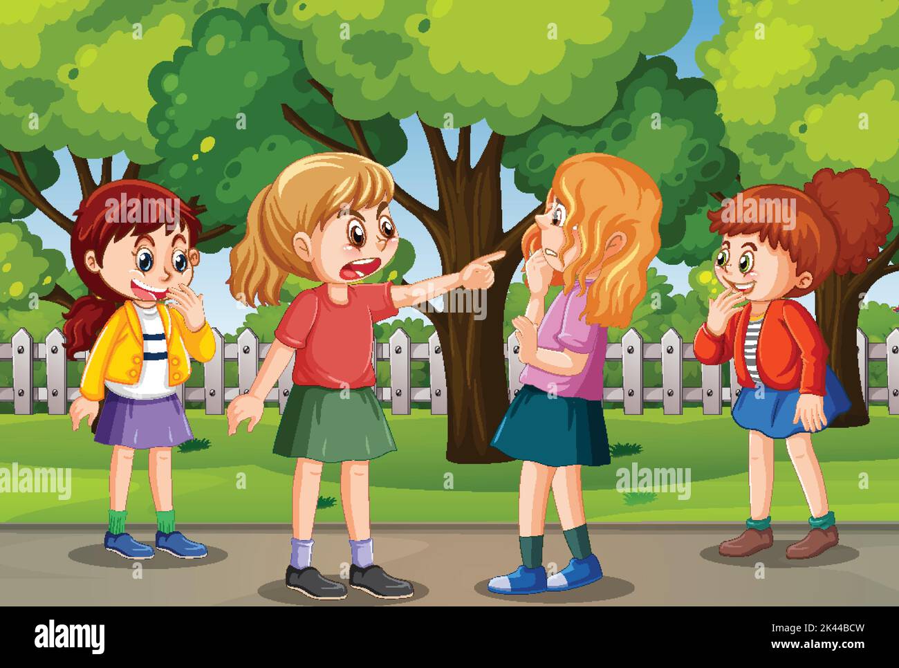 A girl bullied by other kids illustration Stock Vector Image & Art - Alamy