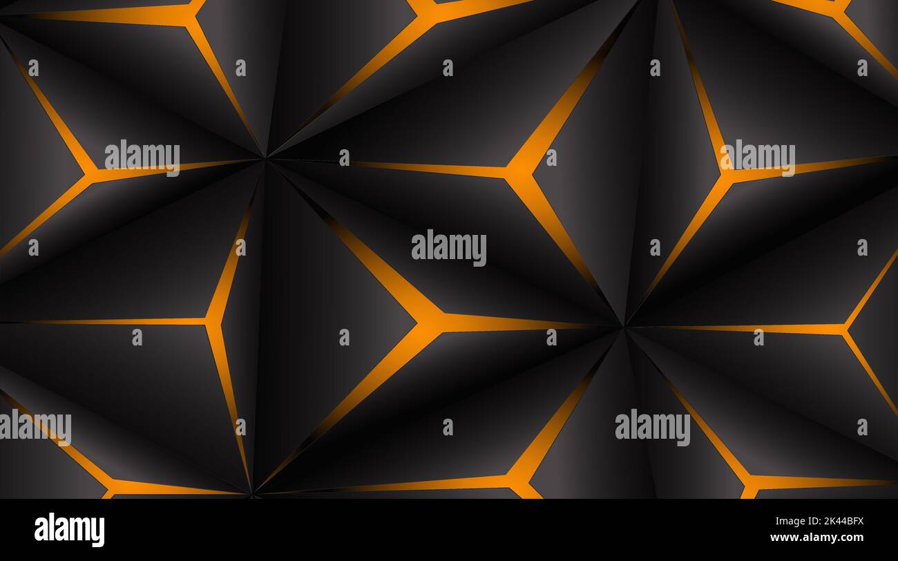 Black polygon orange light futuristic technology design Vector ...