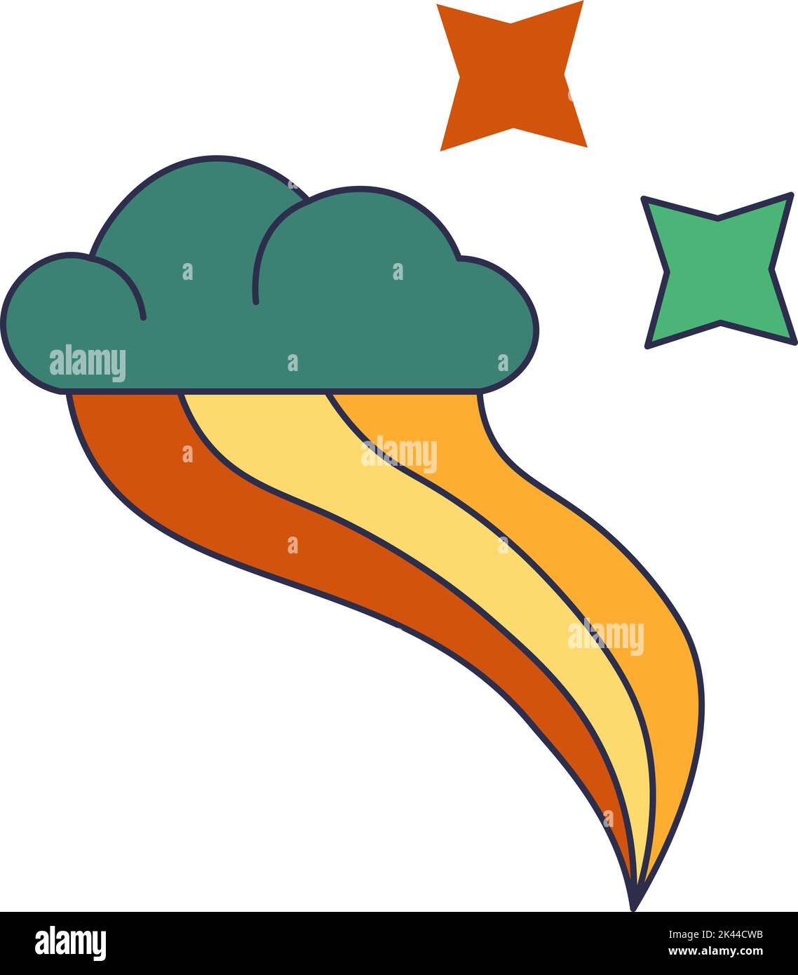Cloud with rainbow colored rain and stars glowing Stock Vector Image ...
