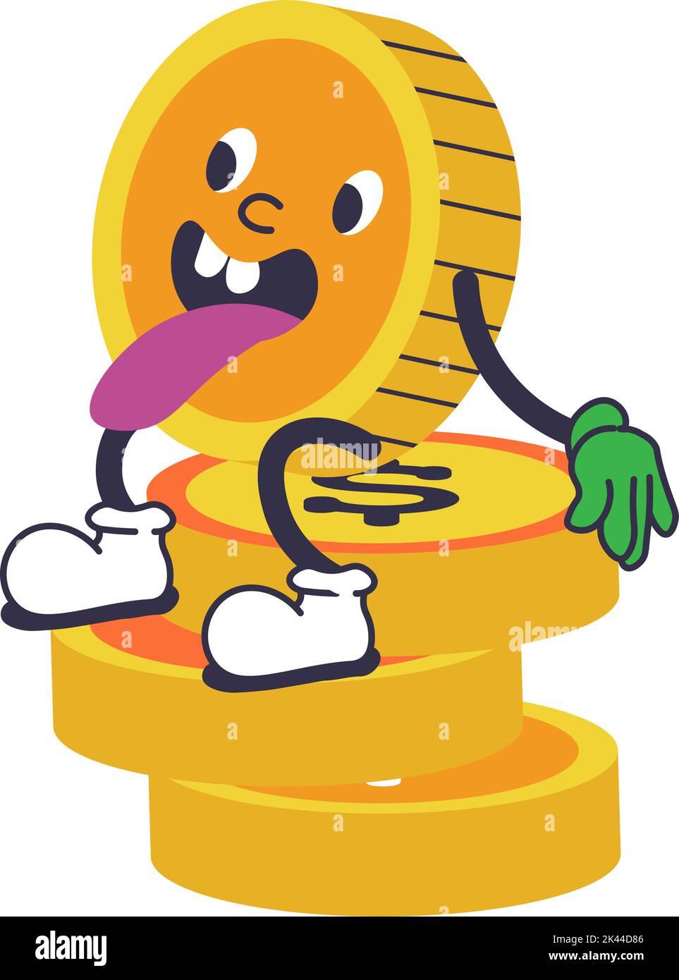 Money character showing tongue, coin personage Stock Vector Image & Art ...