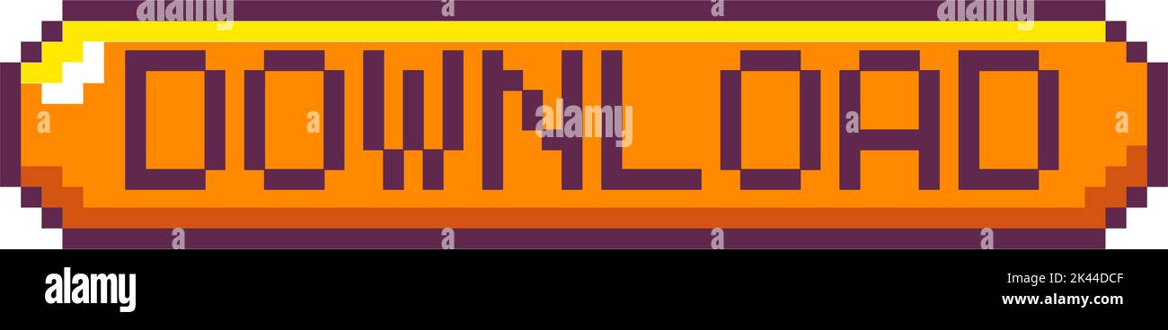 Old game design, download button retro pixel art Stock Vector Image ...