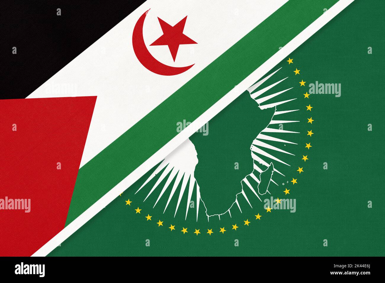 Sahrawi Arab Democratic Republic and African Union national flag from ...