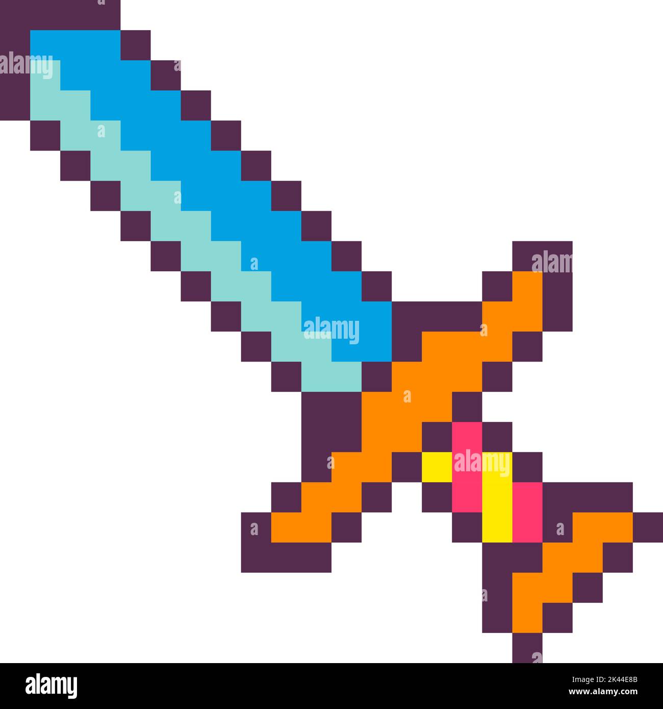 Pixelated sword with sharp blade, 8 bit game icon Stock Vector Image ...