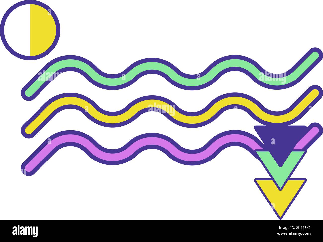 Wavy lines, pointers and arrows with sun icon Stock Vector Image & Art ...