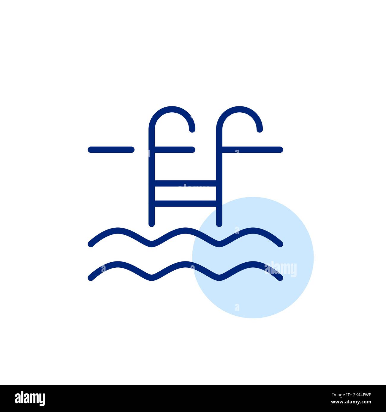Swimming pool. Ladder and waves. Simple line icon. Pixel perfect ...