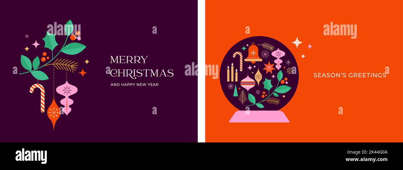 Christmas background with multiple Xmas decorations and winter elements ...