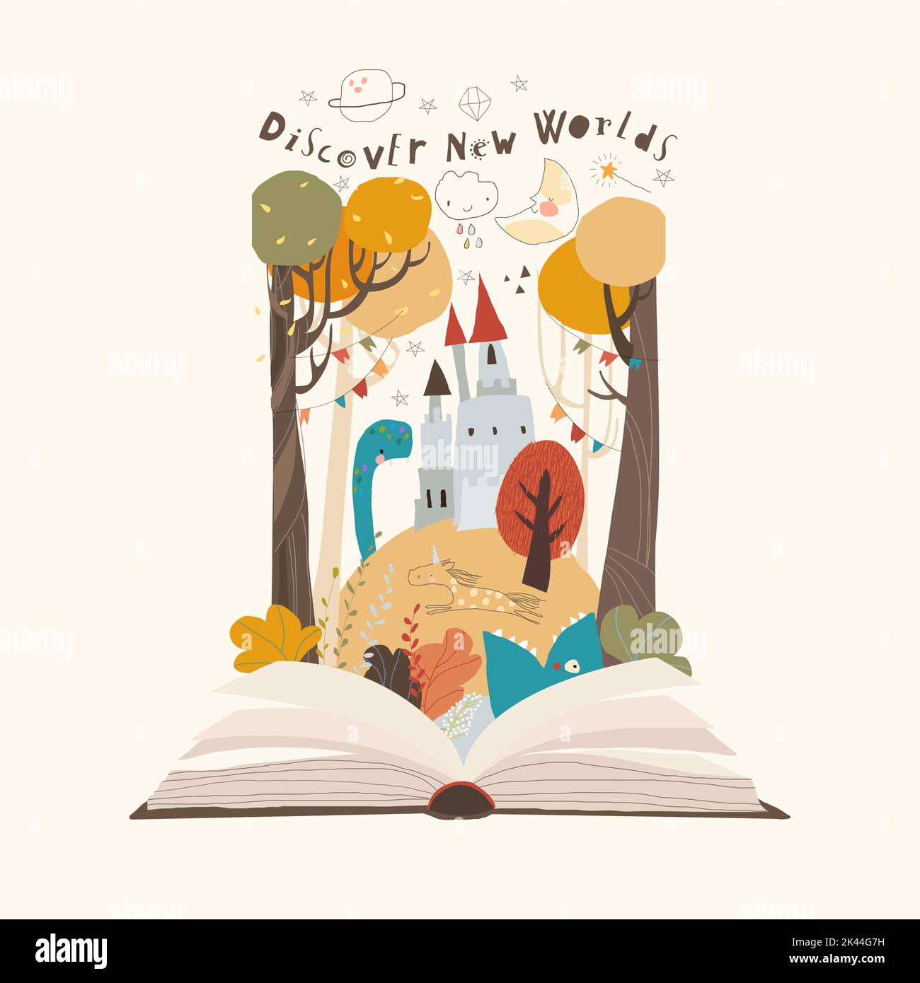 Cartoon Illustration of Cute Magical Fairy Tale Kingdom Story Book ...