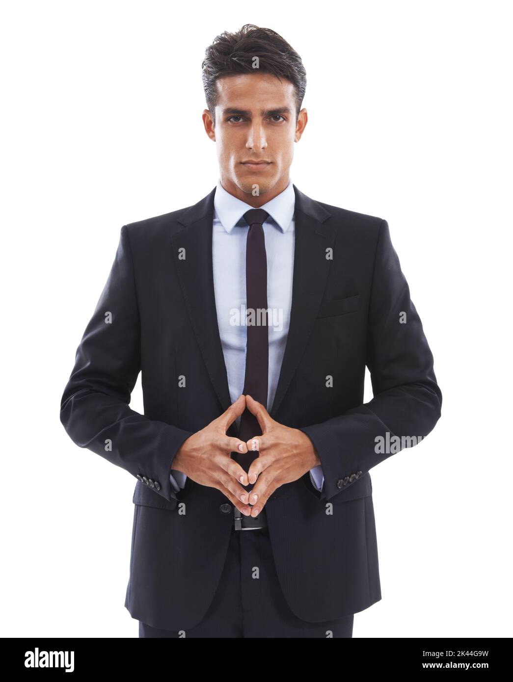 Hes on his way up the corporate ladder. Portrait of a stern businessman ...