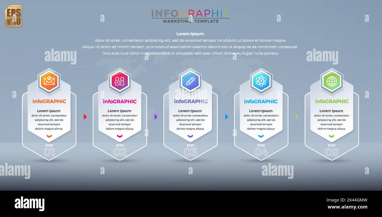 Infographic vector business marketing design hexagon icons colorful ...