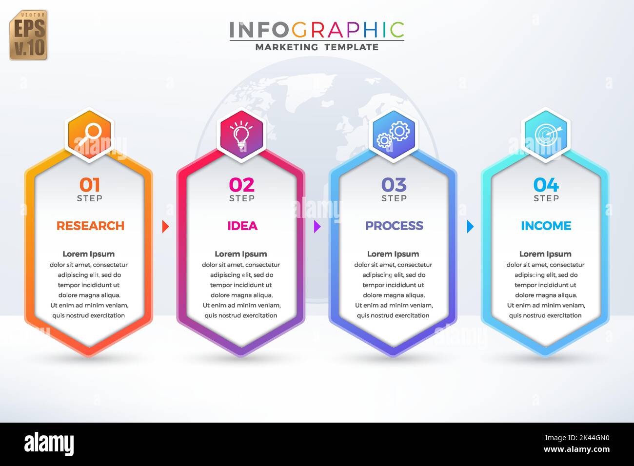 Infographic vector business marketing design hexagon icons colorful ...