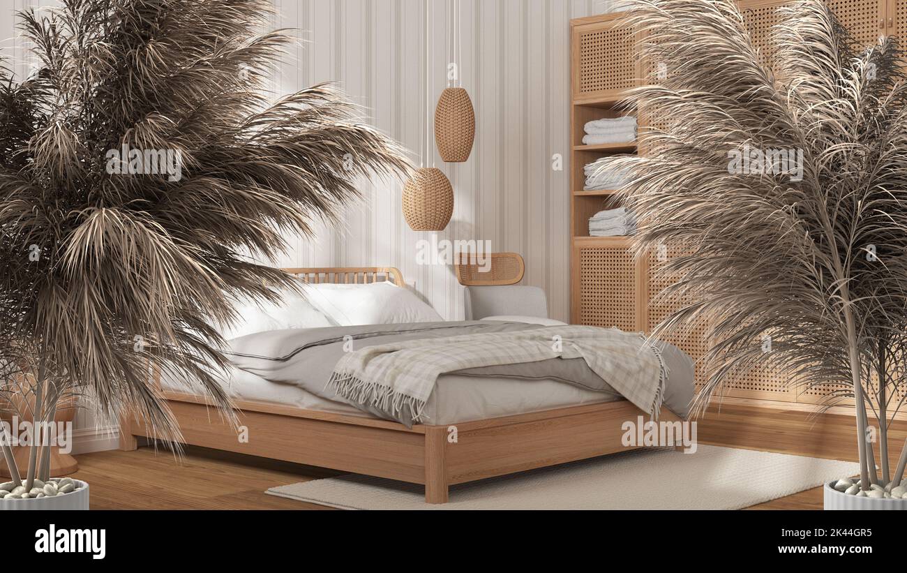 Potted straws with pebbles, dry plants, ornament, ears, sheaf, branch ...