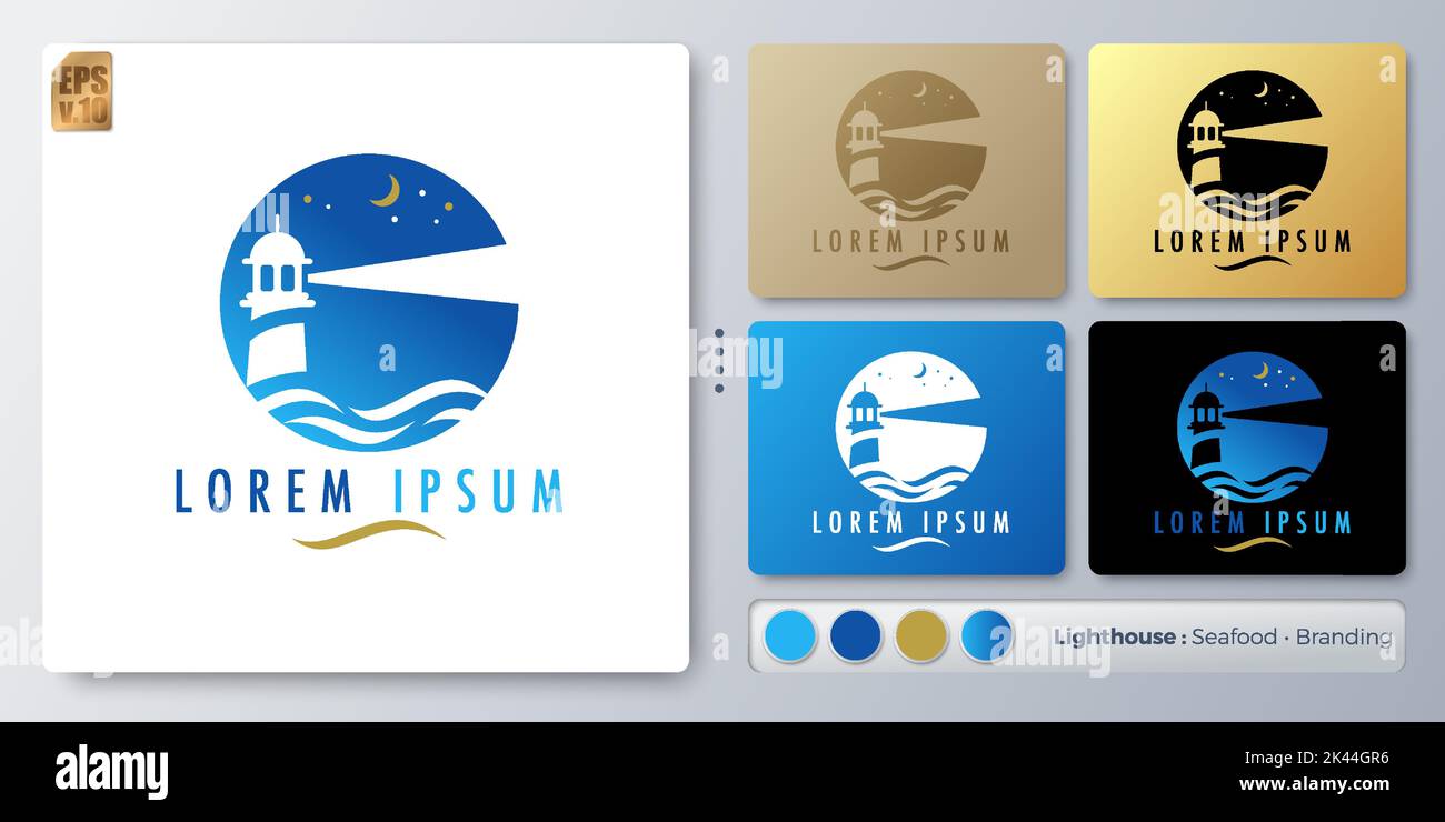 Lighthouse vector illustration Logo design. Blank name for insert your ...