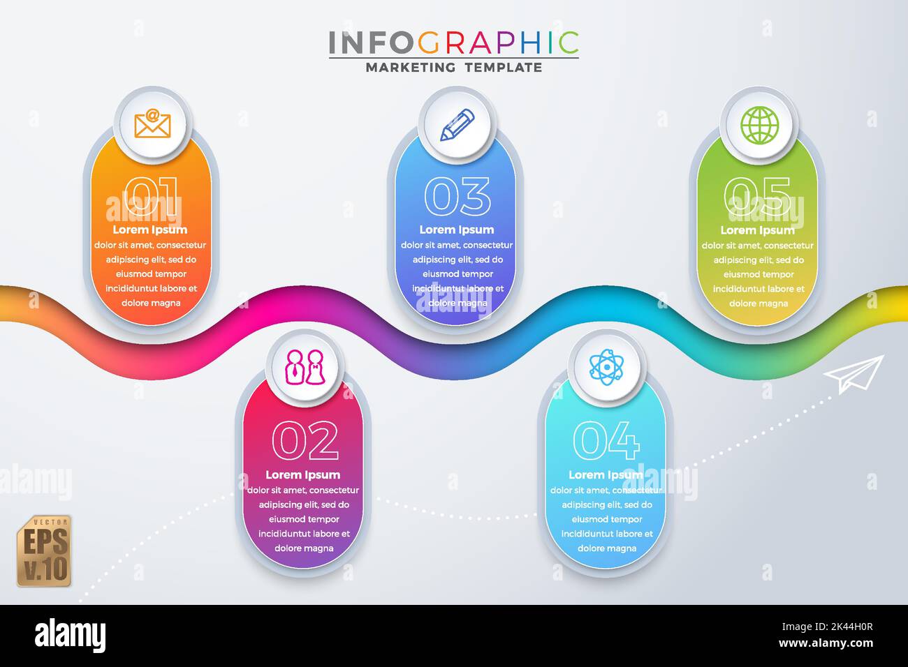 Infographic colorful template vector design Round corner icons 5 ...
