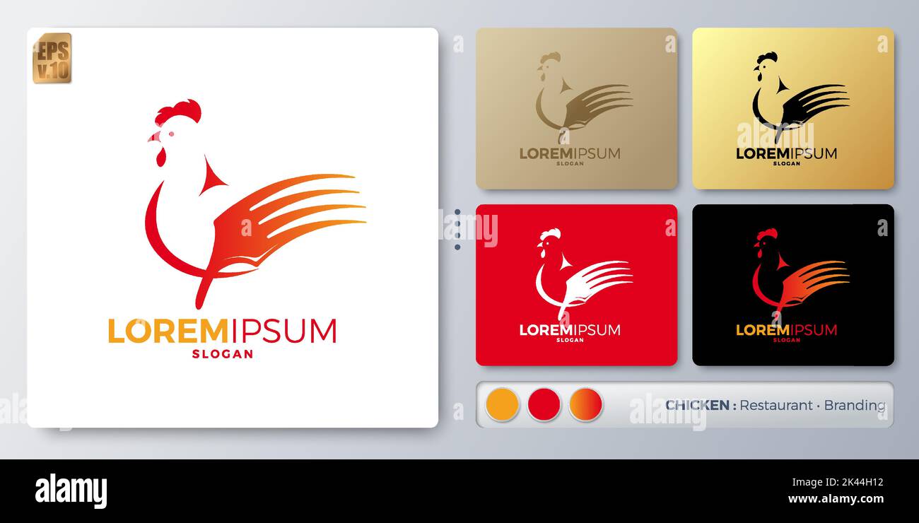 Chicken rooster vector illustration Logo design. Blank name for insert ...