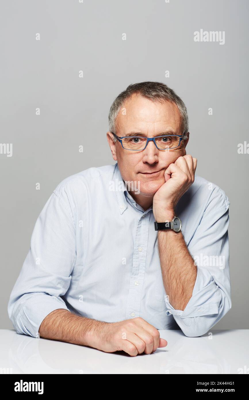 Too much time on his hands. Studio portrait of an older man looking ...