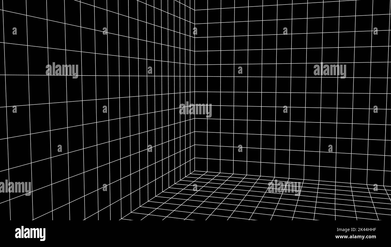 Abstract 80s styled computer background. Sci-fi architecture interior ...