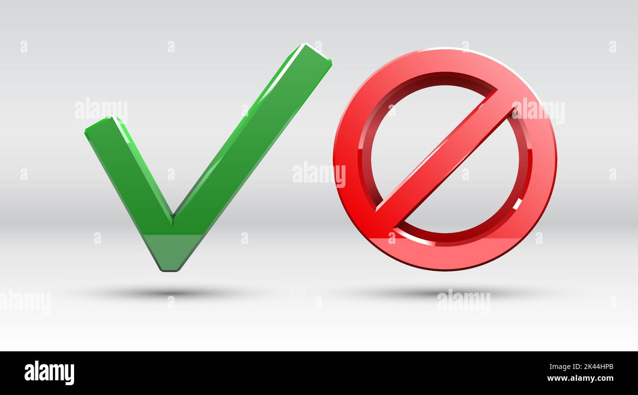 Red check mark cross signs Stock Vector Images - Alamy