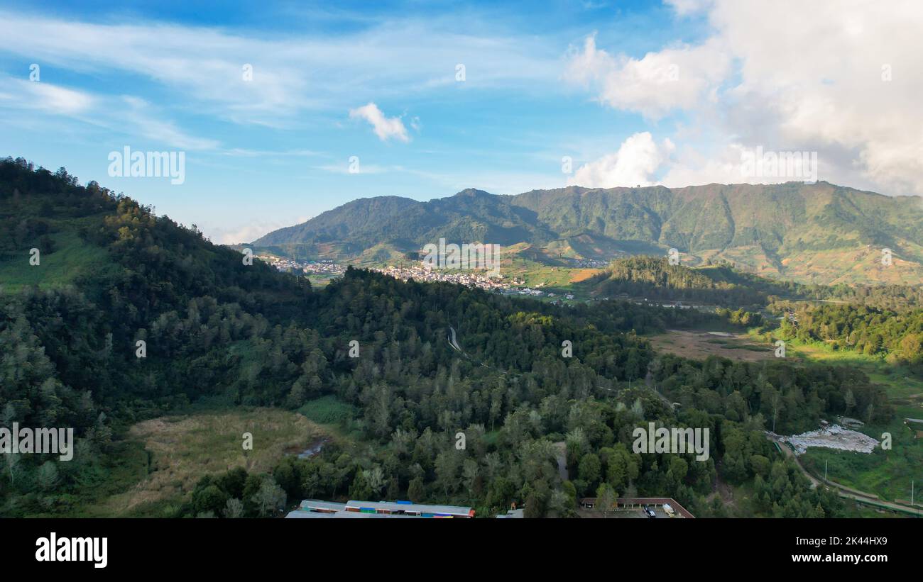 Aerial view of beauty Dieng Plateau. Wonosobo, Indonesia, September 30 ...