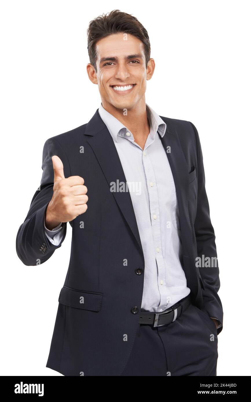 You have my approval. Portrait of a positive young businessman giving ...