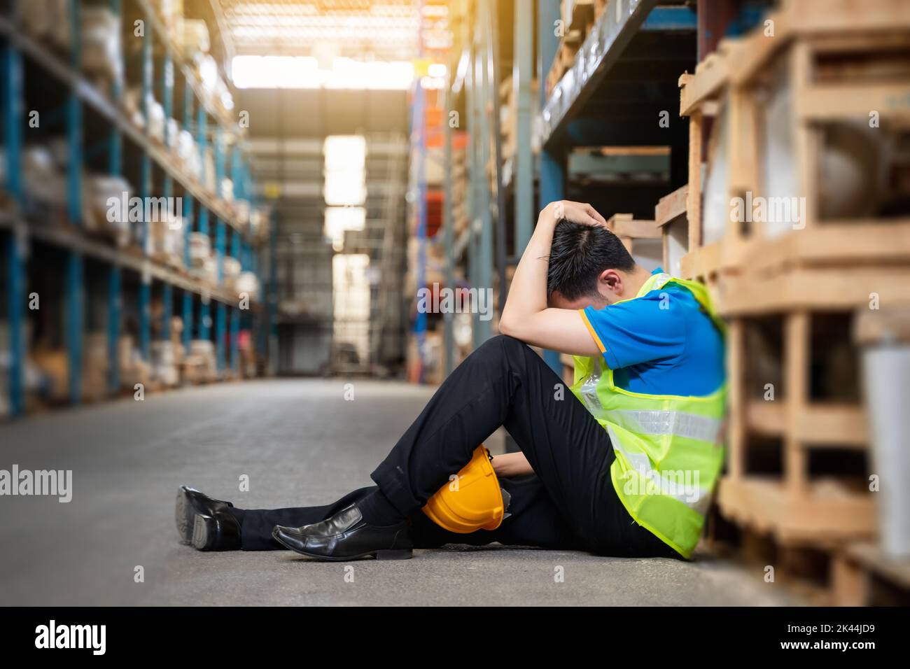 man engineering professional work in shipping logistic sitting and ...