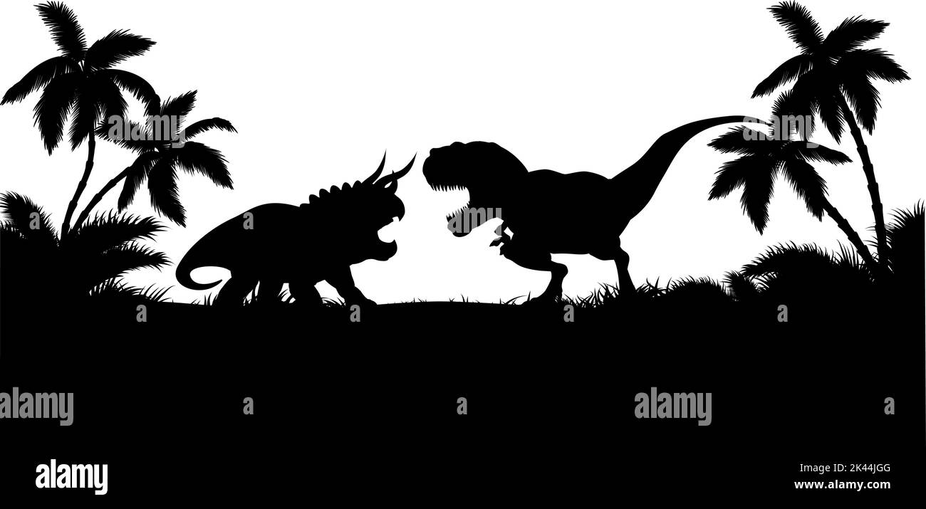 Dinosaur Silhouette Background Landscape Scene Stock Vector Image & Art ...