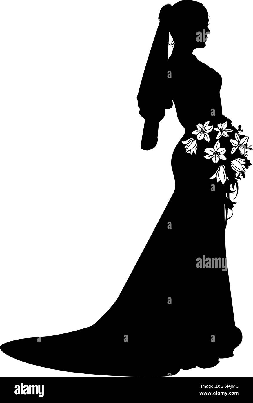 Bride Bridal Wedding Dress Silhouette Woman Design Stock Vector Image ...