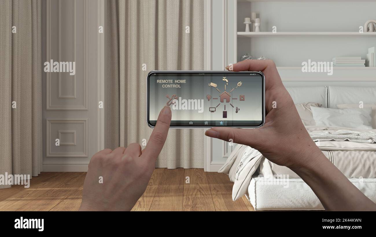 Smart remote home control system on a smart phone. Device with app ...