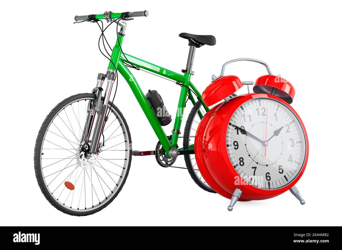 Bicycle with alarm clock, 3D rendering isolated on white background ...