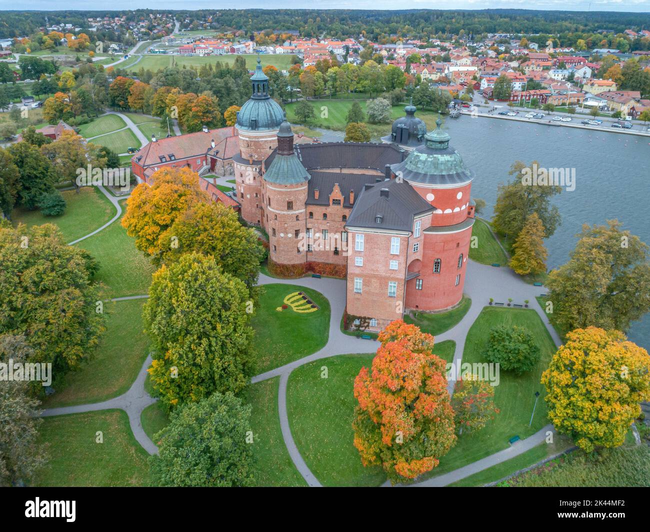 Aerial view of Swedish 16 th century Gripsholm castle located in ...