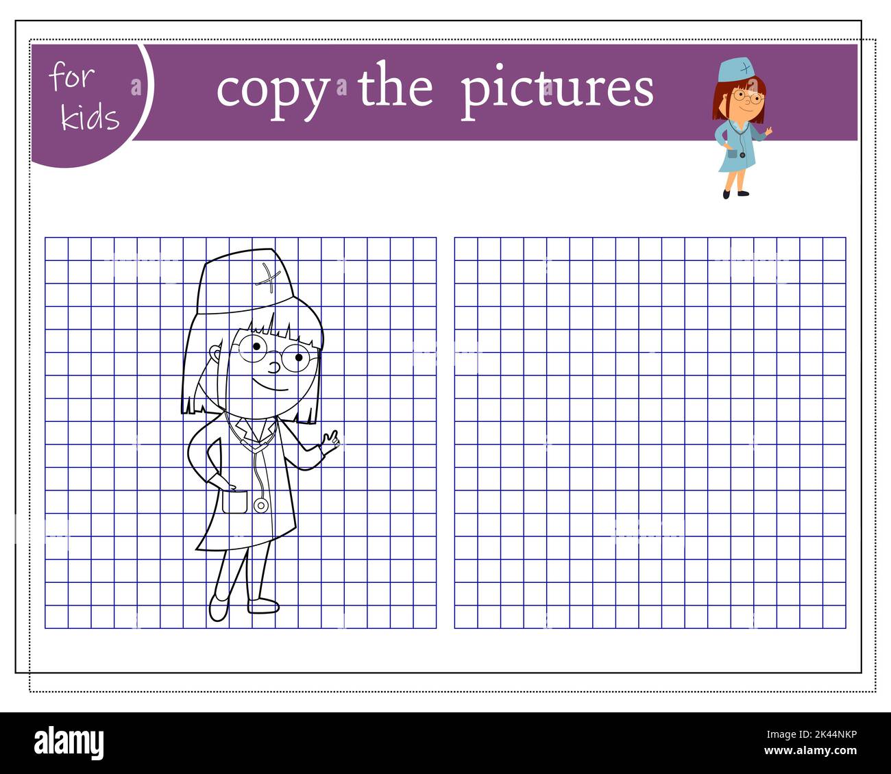 Copy the picture, educational games for kids, cute cartoon doctor ...