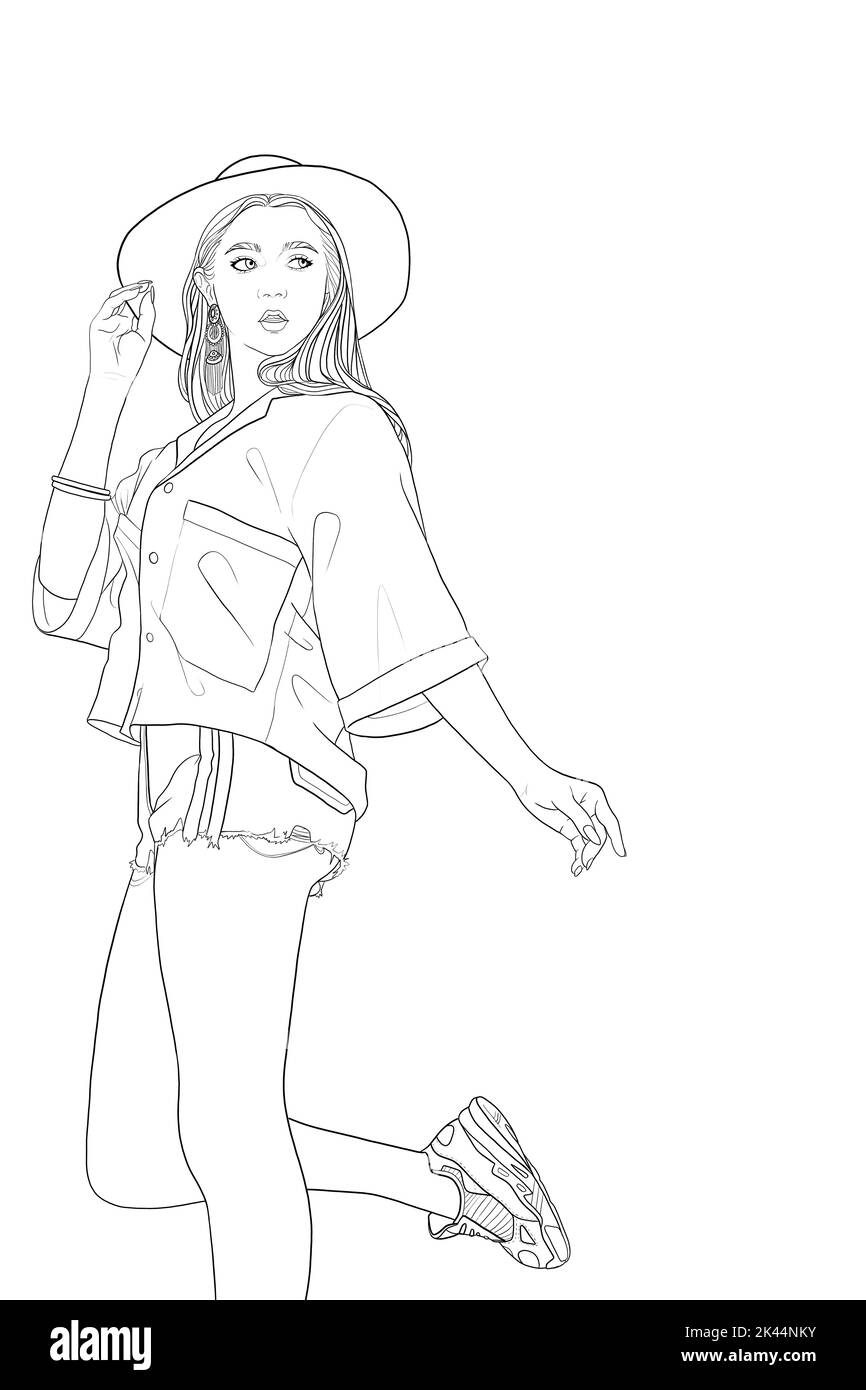 Fashion Sketch Clothes Design Summer Collection Casual Style Art Illustration Of Female
