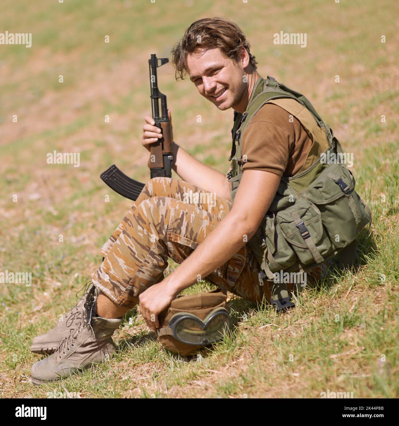 Army soldier holding rifle military uniform smiling military hi-res ...