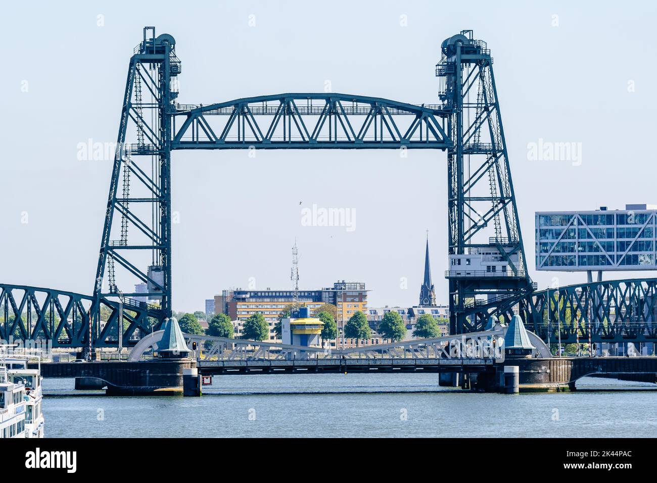 Rotterdam, Netherlands - May 8, 2022: Old steel bridge in the harbor of ...