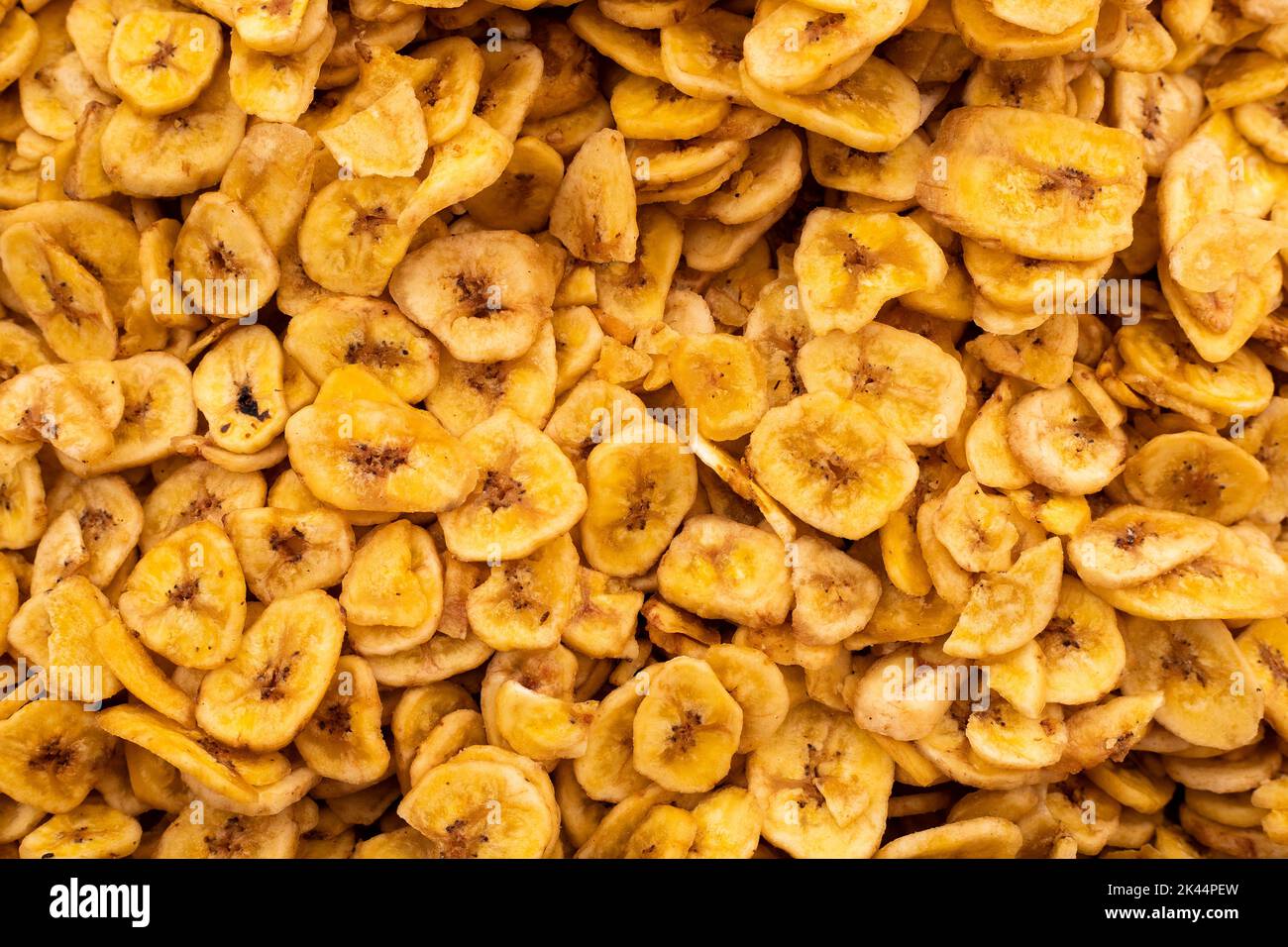 Dehydrated organic banana slices in the flea market - Musa × ...