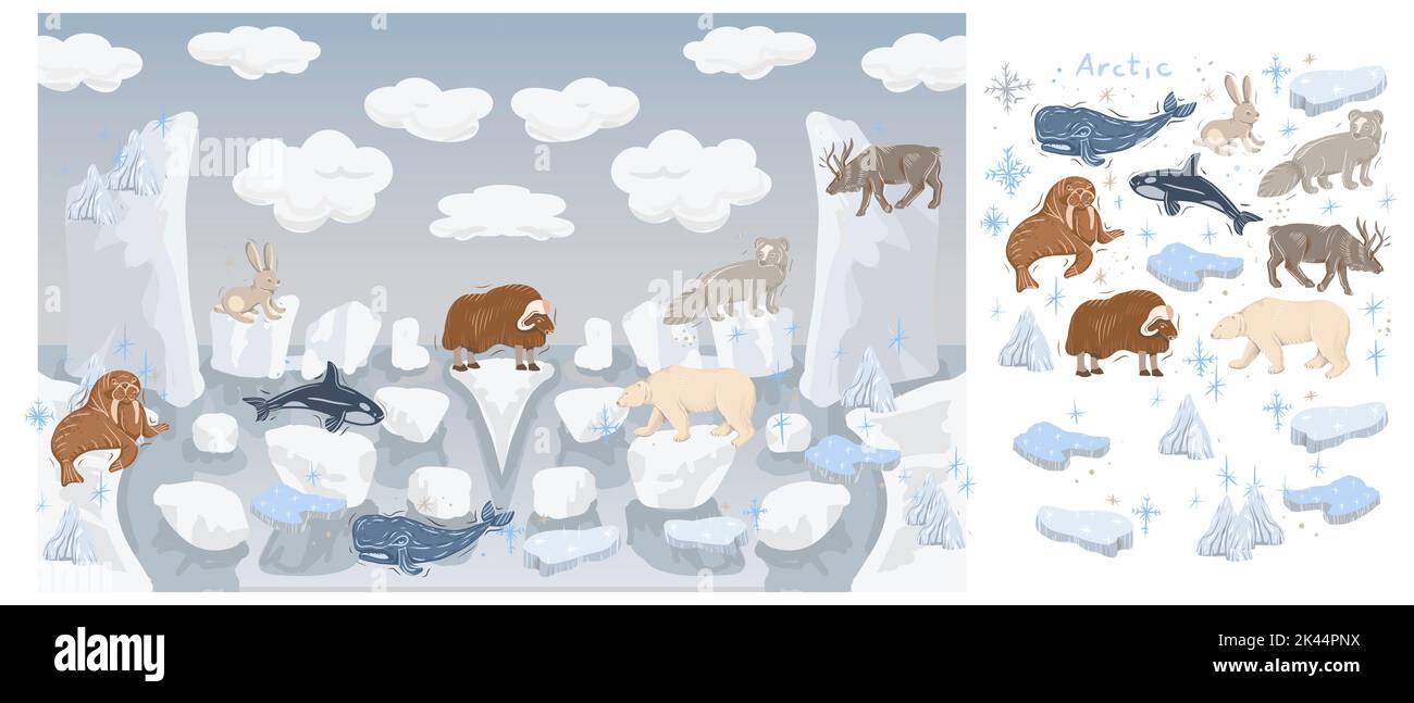 arctic animals nature wild world cold north cute cartoon ice snowflake ...