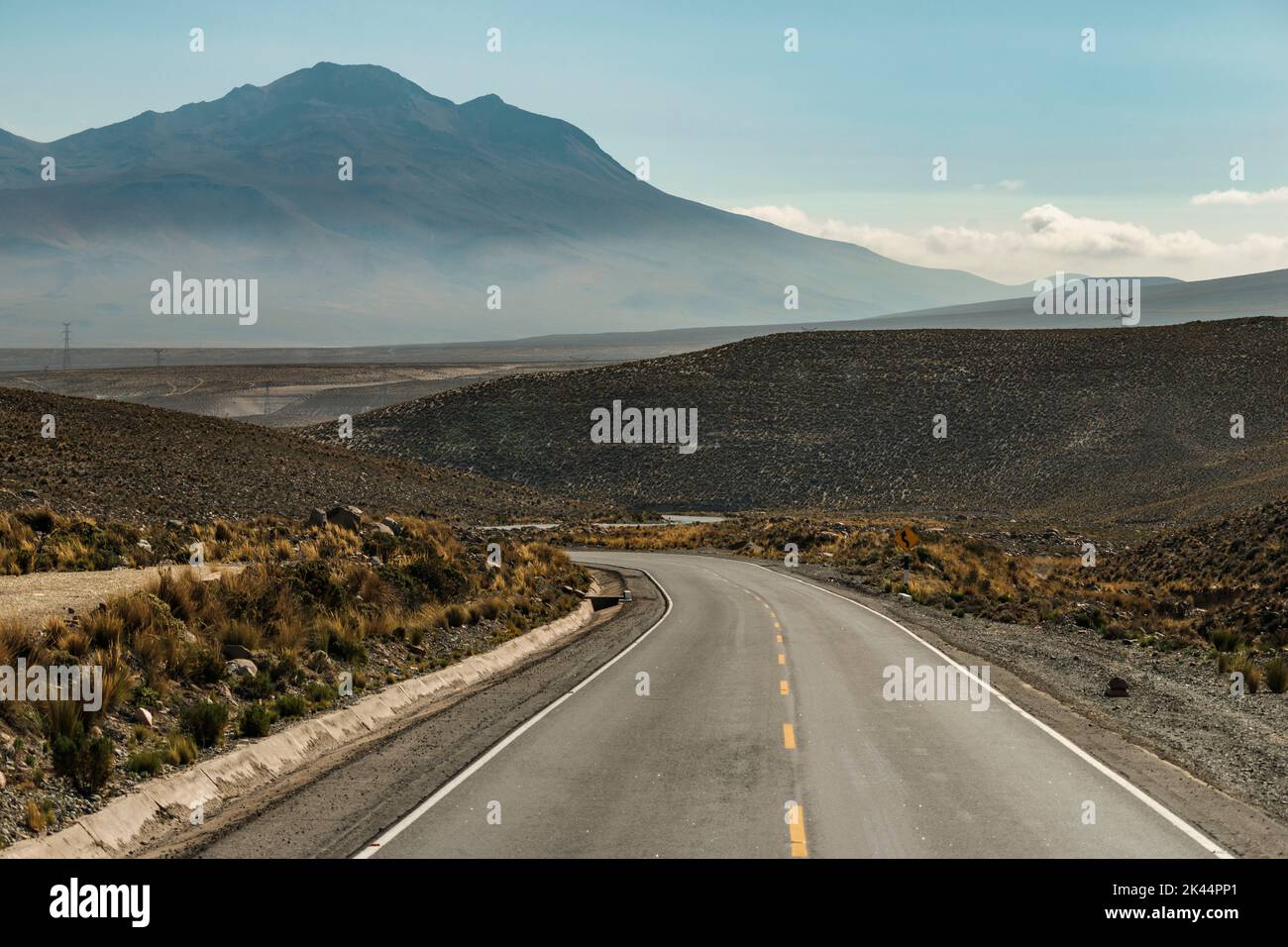 high altitude highway turn in Peruvian mountains by daytime Stock Photo ...