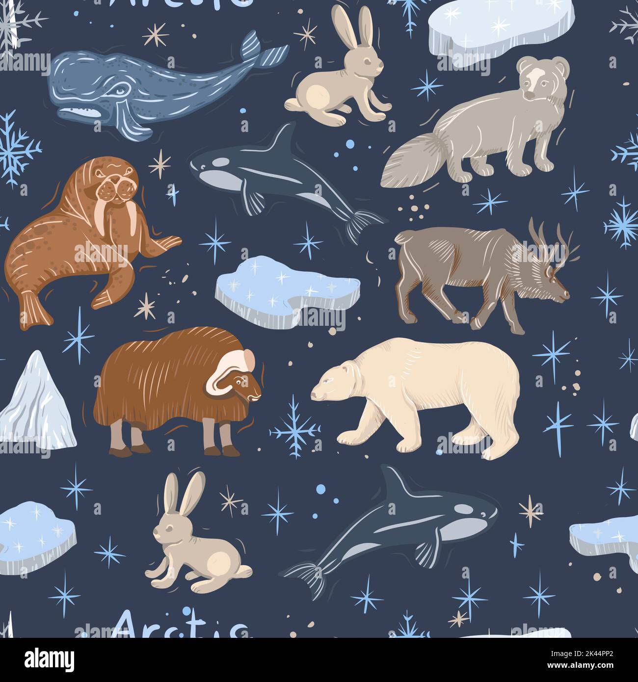 arctic animals nature wild world cold north cute cartoon ice snowflake ...