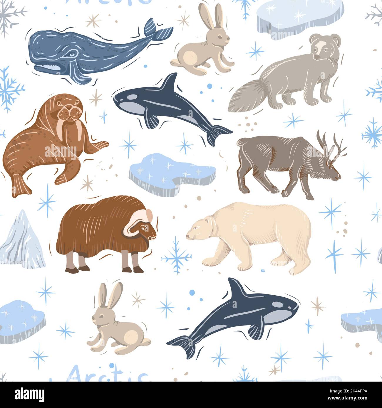 arctic animals nature wild world cold north cute cartoon ice snowflake ...