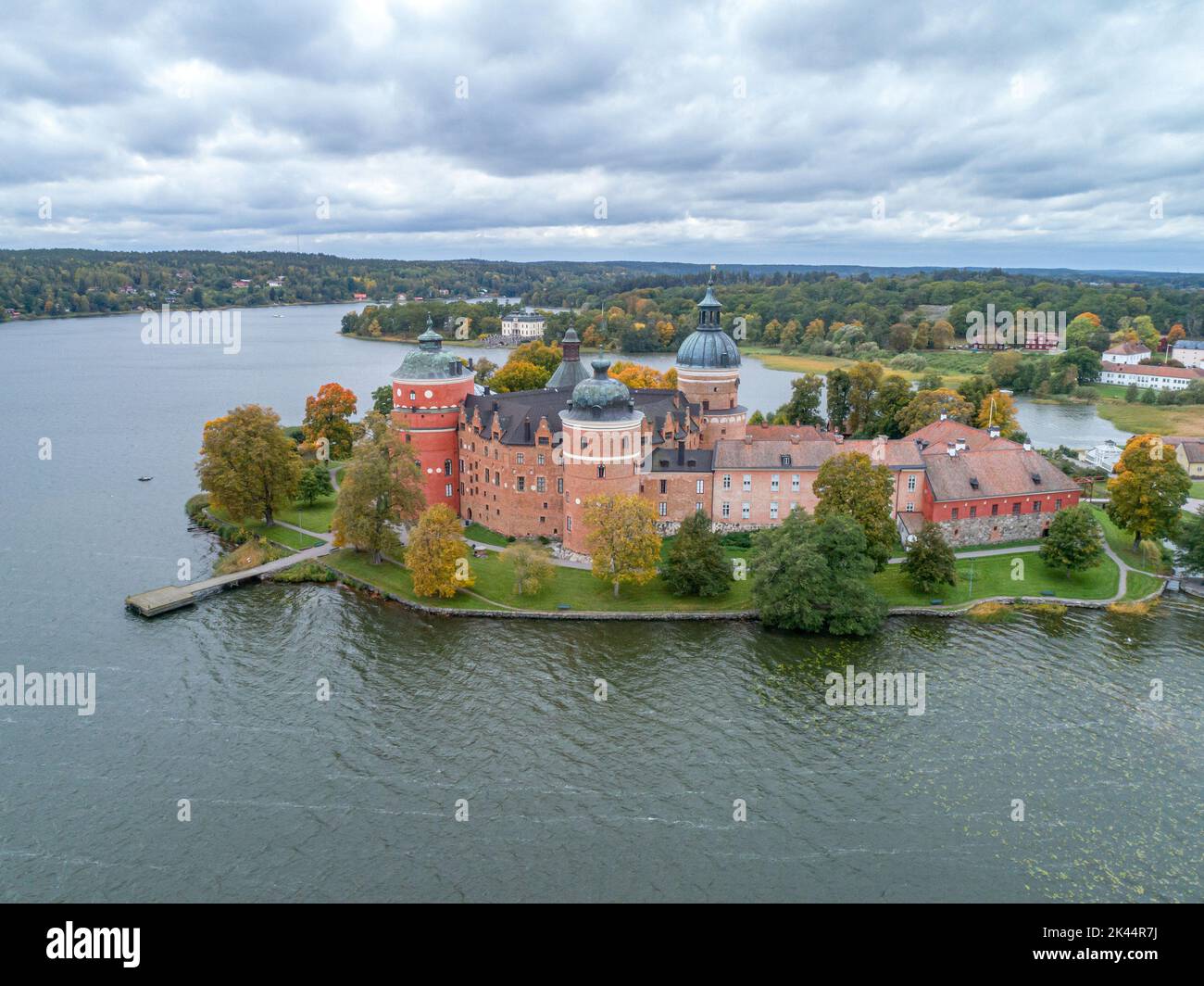 Aerial view of Swedish 16 th century Gripsholm castle located in ...