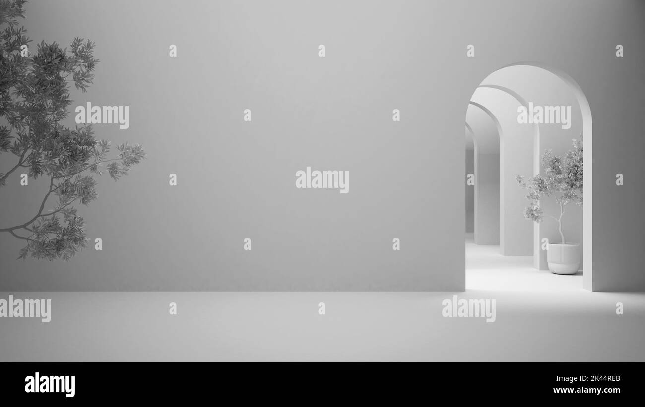 Total white project draft, classic metaphysics surreal interior design ...